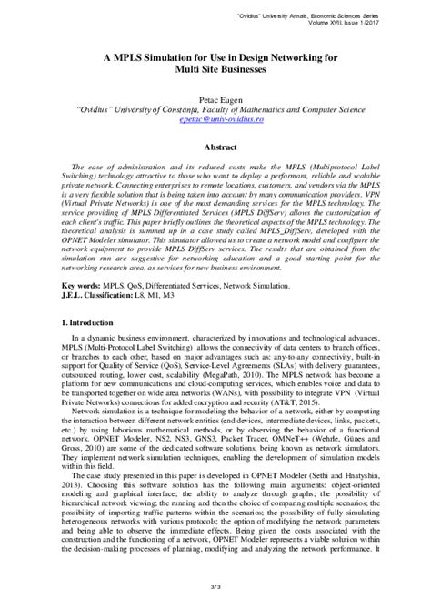 Pdf A Mpls Simulation For Use In Design Networking For Multi Site