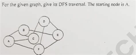 Solved For The Given Graph Give Its Dfs Traversal The
