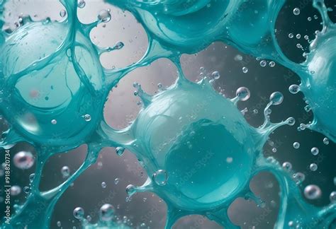 Aqua Hued Gel Texture Background With Bubbles Trapped Inside Reflecting Light From Different