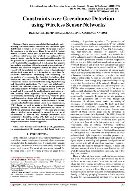 pdf constraints over greenhouse detection using wireless sensor networks