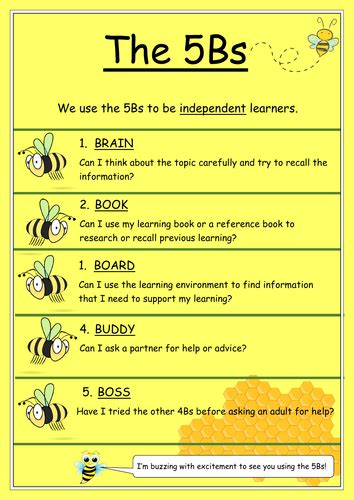 5bs Independent Learning Poster Brain Book Board Buddy Boss