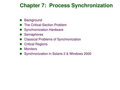 Ppt Chapter 7 Process Synchronization Powerpoint Presentation Free