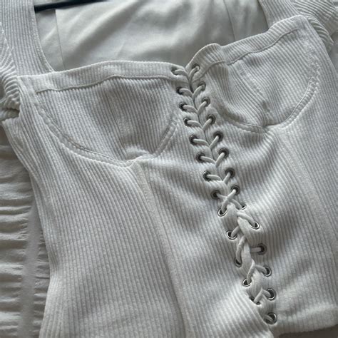 Iamgia Cute White Lace Up Corset Top Depop