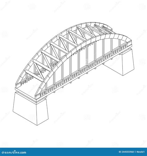 Bridge Connection Structure Wireframe Low Poly Mesh Stock Vector Illustration Of