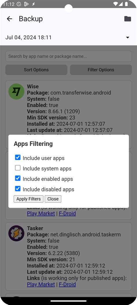 AppListBackup Effortlessly Create And Manage Backups Of A List Of Your Installed Apps