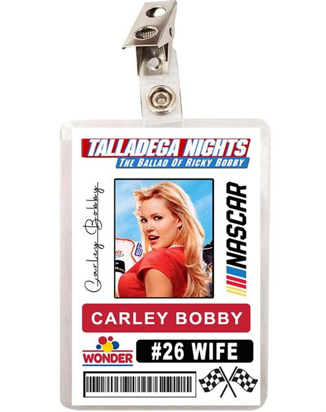 Talladega Nights Carley Bobby Race Car Driver Id Badge Etsy