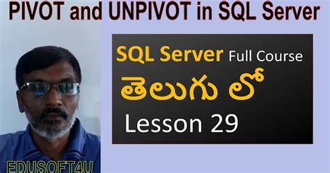 Pivot And Unpivot Relational Operators In Sql Server Sql Server Complete Course In Telugu Lesson 29