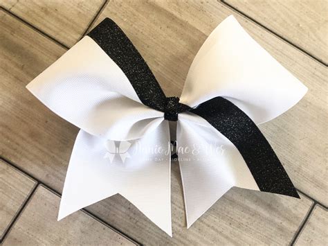 Cheer Bow White Bow With Black Glitter Stripe Black And White Cheer
