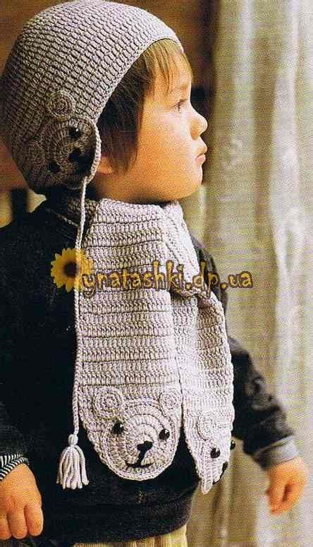 Шапка и шарф с мишками Вязаные крючком детские головные уборы Вязание шляп Вязаные крючком