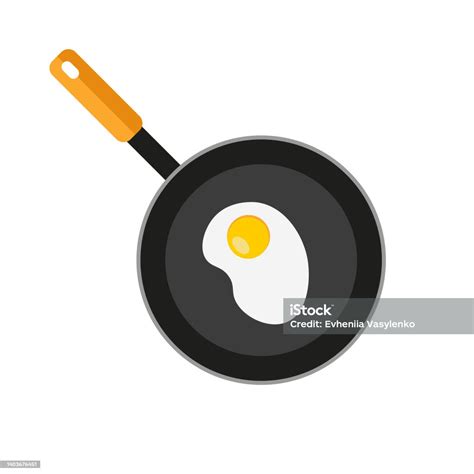 프라이팬에 계란 튀김 플랫 색상 스타일 벡터 아이콘입니다 레스토랑 또는 카페 메뉴 디자인을위한 귀여운 아이콘 건강한 식생활에 대한 스톡 벡터 아트 및 기타 이미지 Istock