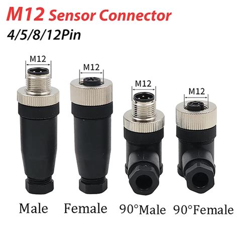M12 Sensor Connector 4 5 8 12 Pin Male Female Straight Right Angle Plug 0cn Pg7 Eur 3 91
