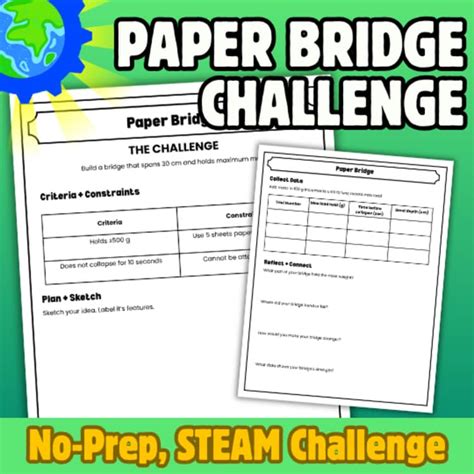 Build A Bridge Stem Challenge Engineering Design Process Worksheets