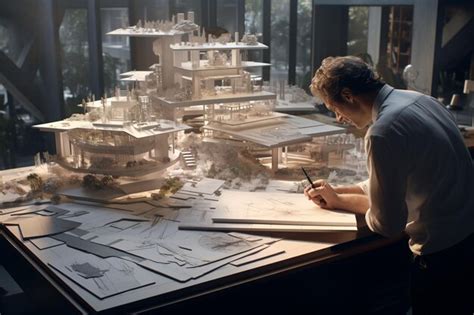 Premium Photo An Architect Sketching Out Innovative Building Generative Ai