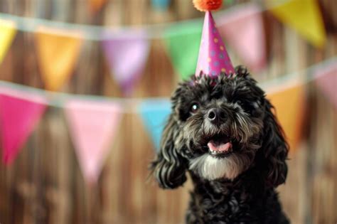 Cocker Spaniel Celebrates Birthday Party With Bunting Premium Ai