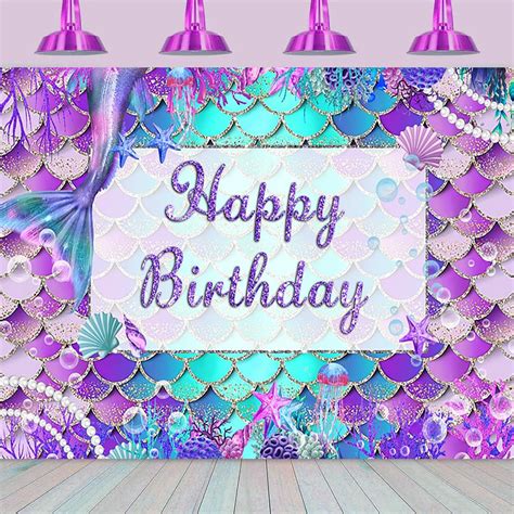 7x5ft Mermaid Backdrop Under The Sea Glitter Purple Green