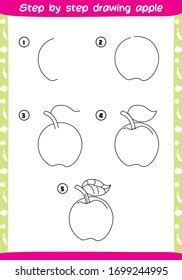 Step By Step Drawing Apple How Stock Vector Royalty Free 1699244995 Shutterstock