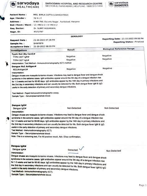 Dengue Report Pdf Antibody Medicine