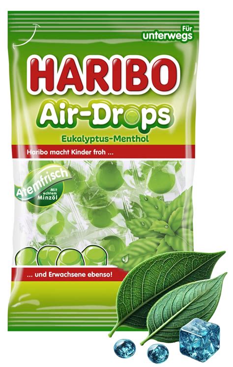 Gumicukor Cukorka Mentolos Zselék Haribo Air Drops Eukaliptusz Mentol