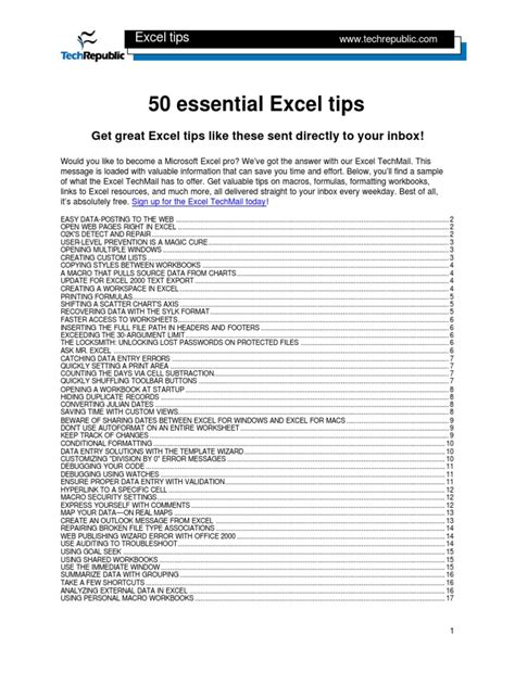 Essential Excel Tips Pdf Visual Basic For Applications Microsoft