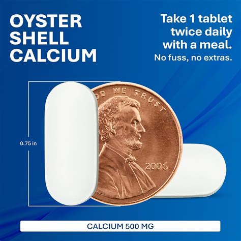 Major Oyster Shell Calcium 500mg Daily Dietary Supplement For Bone