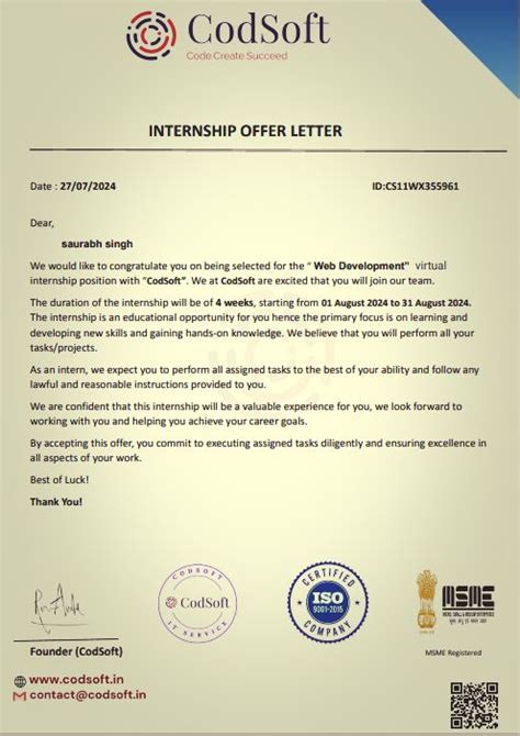 Saurabh Singh On Linkedin Internship Webdevelopment Codsoft
