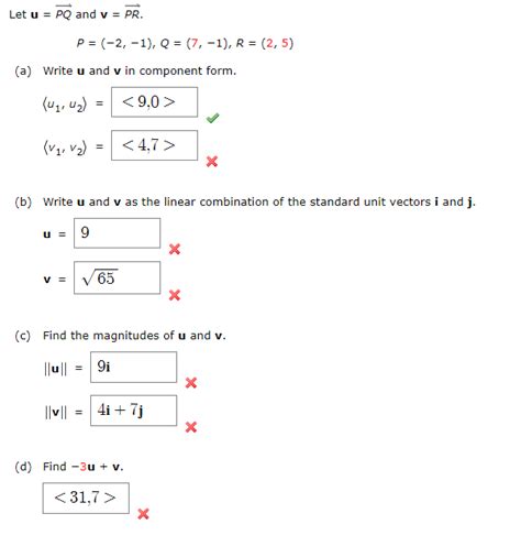 Solved Let U Pq And V Pr P −2 −1 Q 7 −1 R