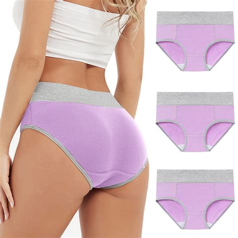 Akafmk Plus Size Underwear For Women High Waisted Cotton Briefs 3pc