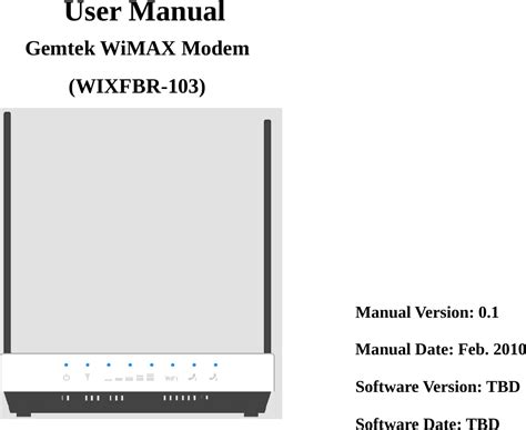 Gemtek Technology Wixfbr 103 Wimax Indoor Cpe User Manual