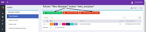 Tampilan Admin Tulisan Pada Tombol Tambah Dan Hapus Teks Berjalan Salah · Issue 1560