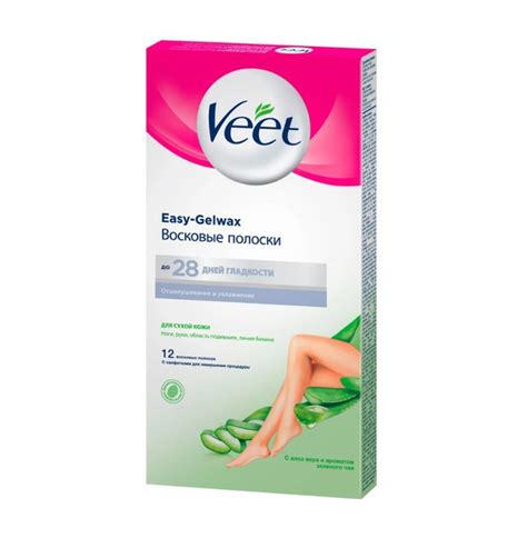 Veet Восковые полоски для сухой кожи, зеленые, 12 штук в упаковке, 50 г ...