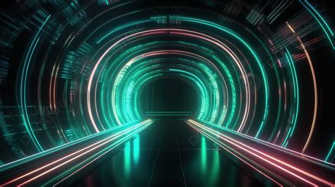 빛나는 조명이 있는 미래형 터널 4k Uhd 터널에서 빛나는 네온 광선이 있는 3d 그림 고화질 사진 사진 배경 일러스트 및 사진 무료 다운로드 Pngtree