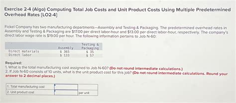 Solved Exercise 2 4 Algo ﻿computing Total Job Costs And