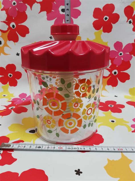 K9281 デッドストック 昭和レトロ レトロポップ 漬物器 プラスチック 花柄 ピンク オレンジ 雑貨 小物入れ 80 その他 ｜売買され