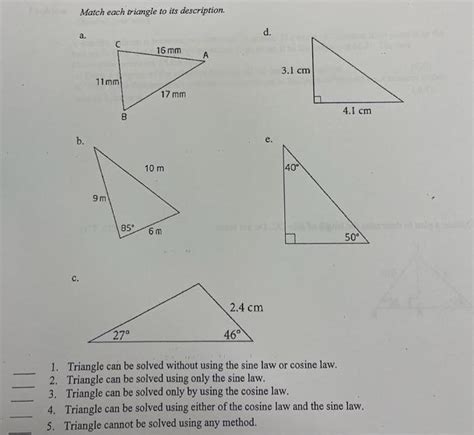 Solved Match Each Triangle To Its Description A D 1