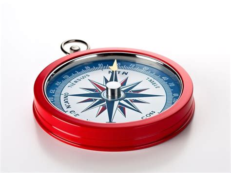 Compass Pointing North Direction And Purpose Isolated On White