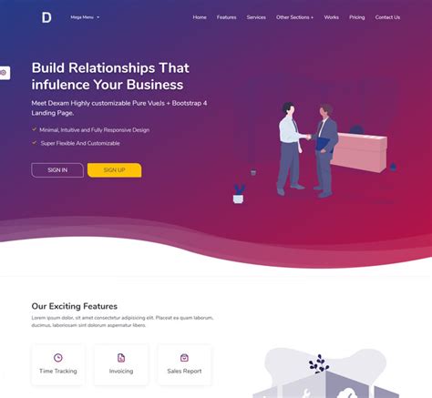 Dexam Pure VueJs HTML Bootstrap 4 Template For SaSS StartUp