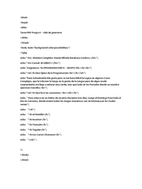Codigo Php En Documento De Word Pdf Computadoras