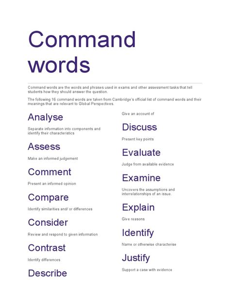 Command Words Igcse Global Perspectives Pdf