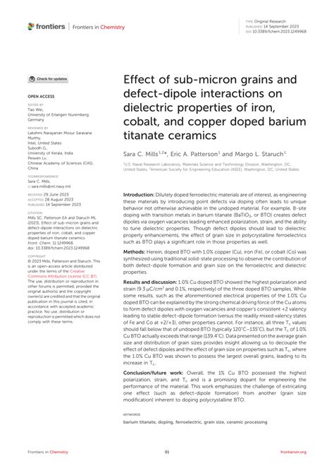 Pdf Effect Of Sub Micron Grains And Defect Dipole Interactions On