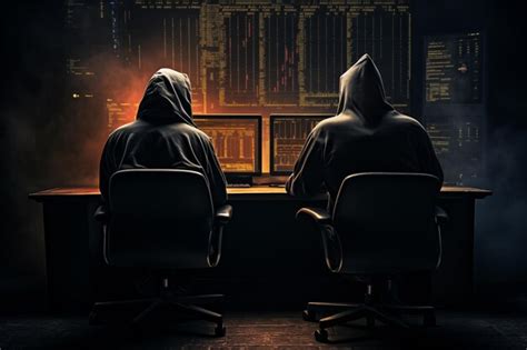 premium ai image two unrecognisable hackers sitting on their backs