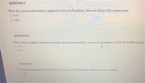 solved question 7 when the corner point method is applied to