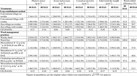 Effect Of Tillage And Weed Management Practices On Dry Matter Download Table