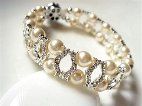 Rebecca Timeless Flashy Cz Swarovski Pearl Bridal Bracelet On Luulla