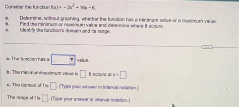 Solved Consider The Function Fx−2x216x−6 A Determine