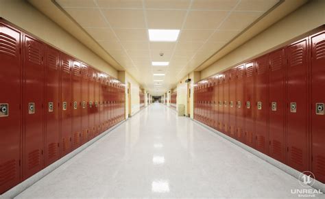 School Hallway 3d Scene Model Turbosquid 1984101
