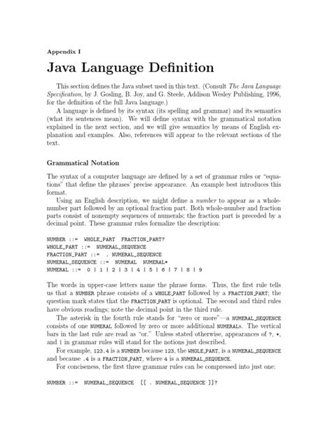 Java Language Definition Pdf Method Computer Programming Class