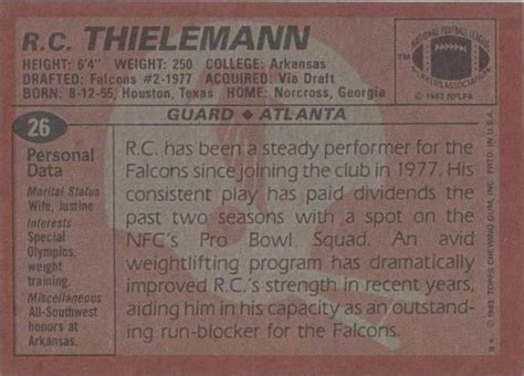 1983 Topps Rc Thielemann 26 Ebay