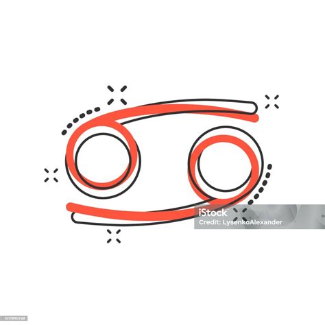 벡터 만화 스타일에서 만화 암 조디악 아이콘입니다 점성술 기호 그림 그림 암 운세 비즈니스 스플래시 효과 개념입니다 천문학에