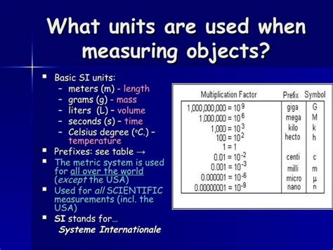 Scientific Measurement Metric System Ppt
