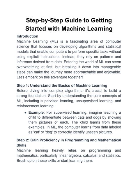 Solution Step By Step Guide To Getting Started With Machine Learning